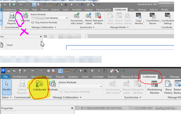Collaborate button is missing from Revit