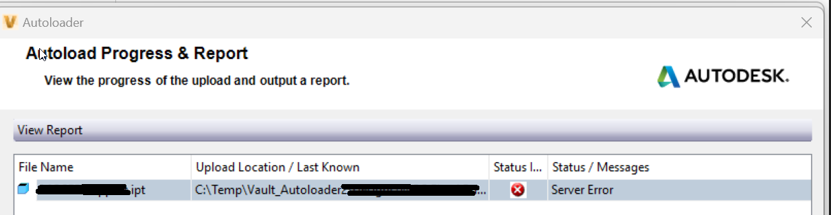 Server Error When Trying To Upload Any Inventor File To Vault With Autoloader On A Specific 9111