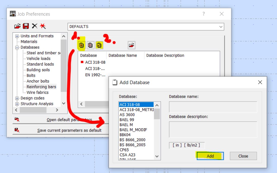 如何在Robot Structural Analysis中为混凝土构件设计设置公制钢筋数据库