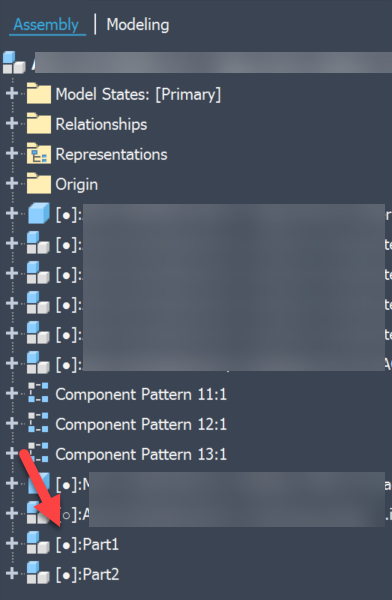 Constraint state changes when a component is patterned in an Inventor assembly