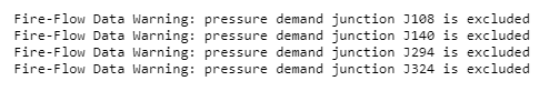 "Fire-Flow Data Warning: pressure demand junction is excluded" in ...