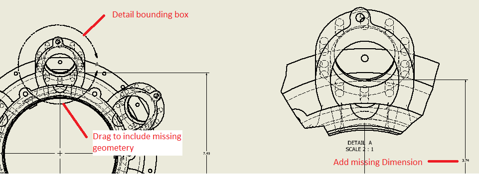 How to create a detail view when some geometry is not in the detail ...