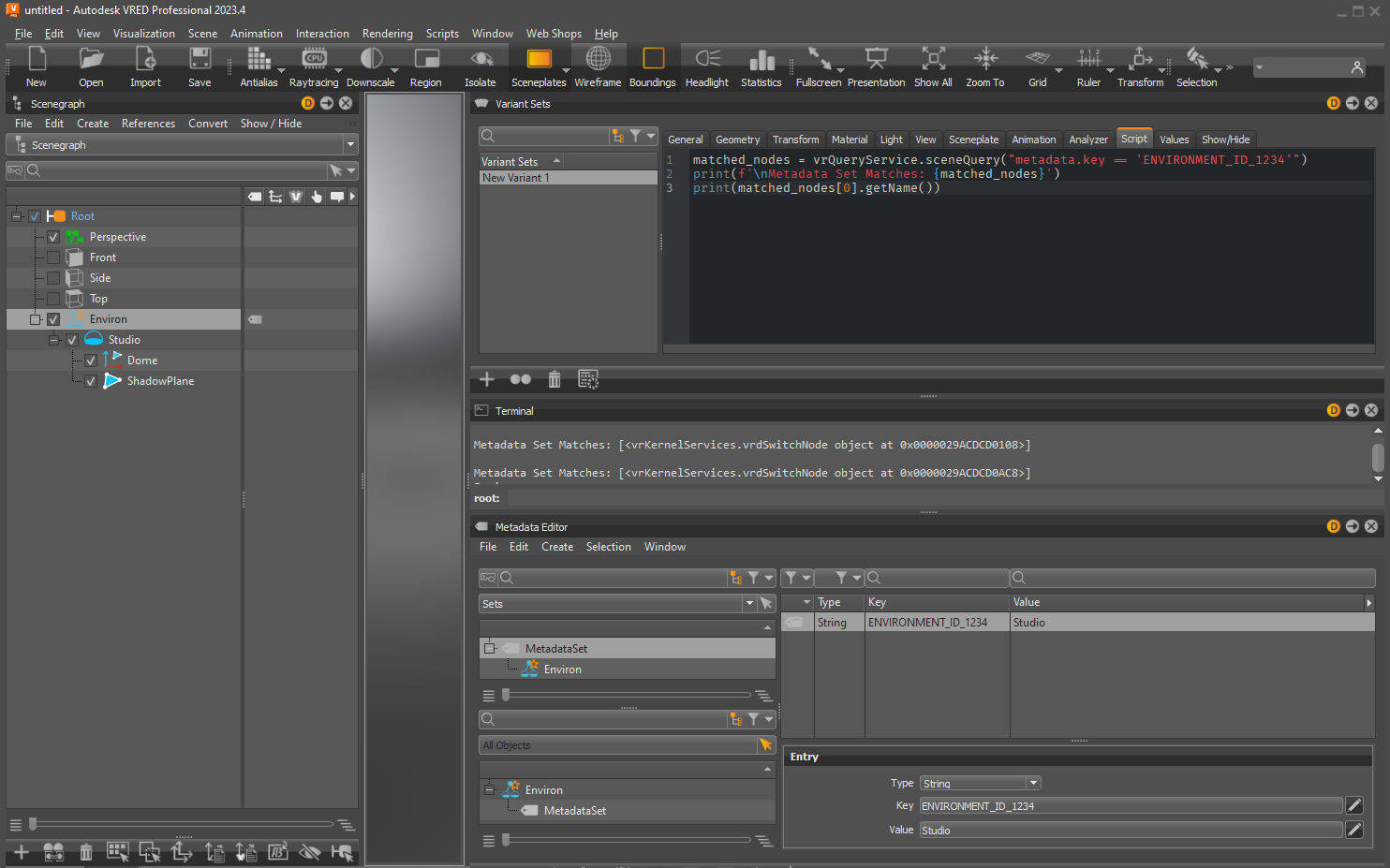 在 VRED 中如何按名称以外的方式区分环境节点和 EnvironmentSwitch
