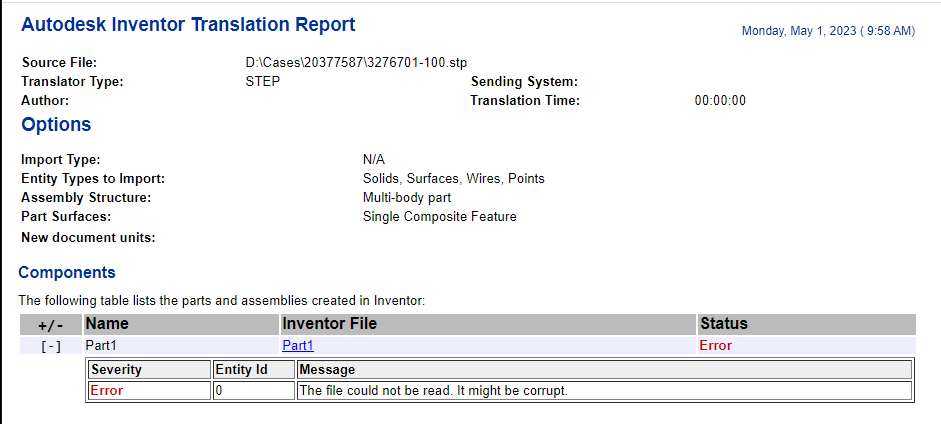 在 Inventor 中打开 STP 文件时为空