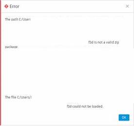 "The path [...] is not a valid zip package" when trying to open, save, or insert a file in Fusion