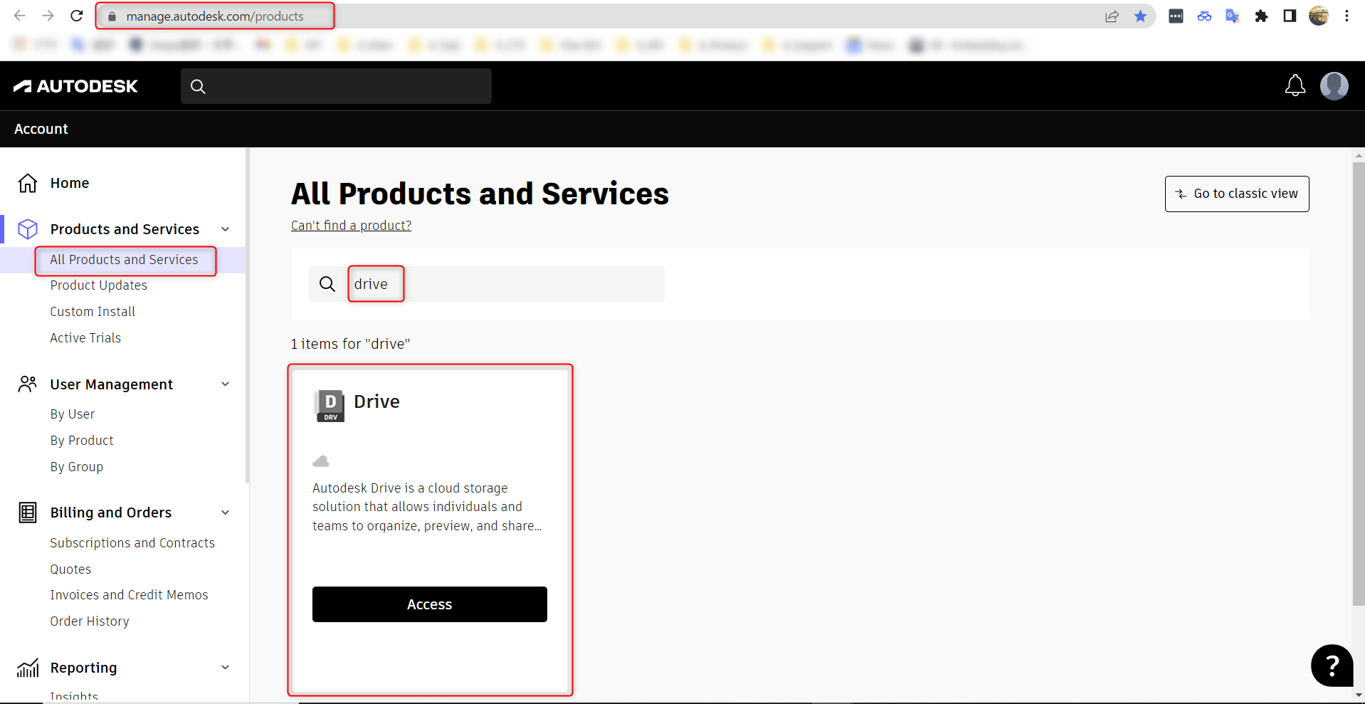 Desktop Connector の D アイコンから Autodesk Drive が選択できない