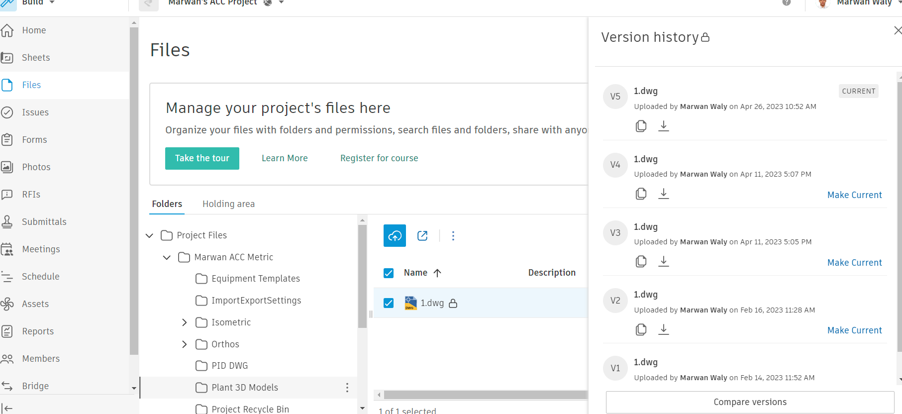 如何在 AutoCAD Plant 3D 中查看何时以及谁在协作项目中保存图形