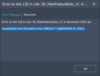 安装Inventor Update 2023.3后，标记特征时iLogic发生崩溃