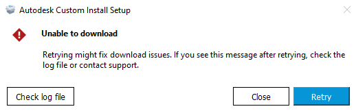 "Unable to download" when downloading an Autodesk online deployment