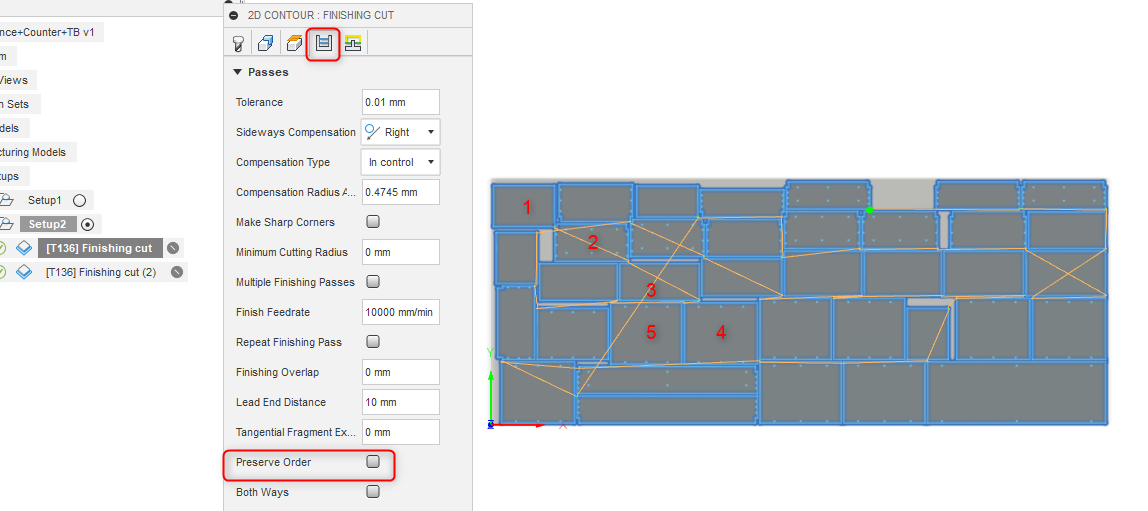 Cómo definir el orden de corte en una hoja anidada en Fusion.