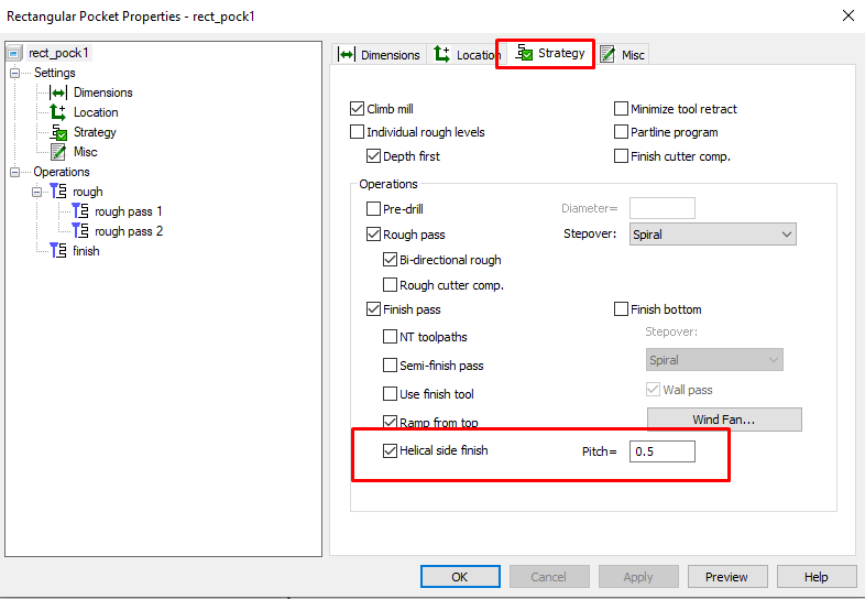How to helically machine a pocket or side feature in FeatureCAM.