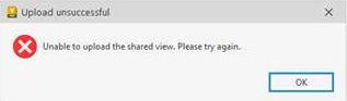 "Unable to upload the shared view" appears after using shared views in Vault