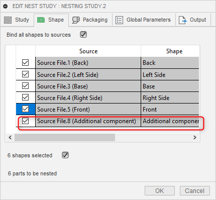 How to add additional components to same single nesting sheet Fusion 360