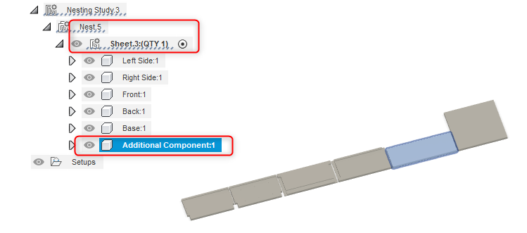 How to add additional components to same single nesting sheet Fusion 360