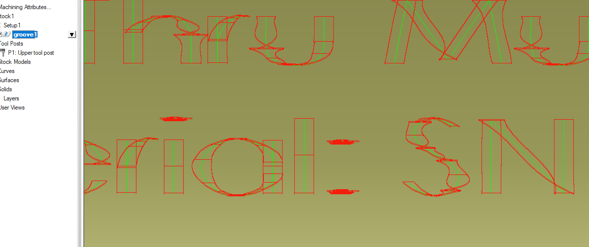 FeatureCAM에서 텍스트를 조각할 때 원통형 모델을 통해 절단 도구가 플런지되는 것을 방지하는 방법.