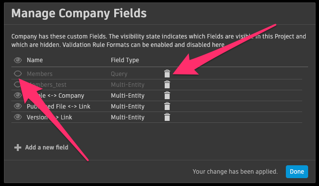 Cannot delete fields in Flow Production Tracking