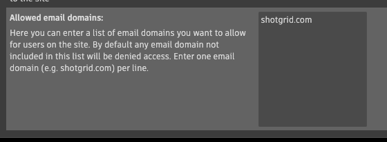 How to edit the Allowed Email Domains in ShotGrid