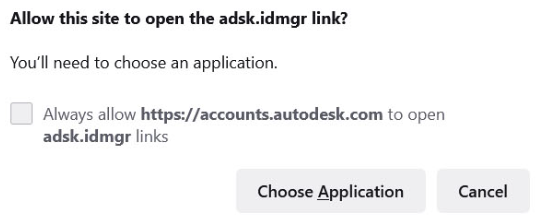 尝试在 Linux 上登录 Autodesk 软件时，浏览器上显示“选择应用程序”消息