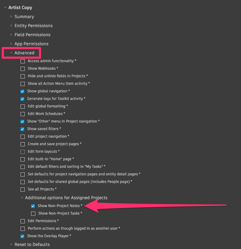 How to display Non-Project Notes in ShotGrid