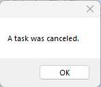 "A task was canceled" when trying to shared view in Inventor
