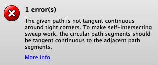 "The given path is not tangent continuous" error when creating a solid ...