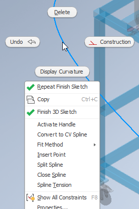How to edit a 3D spline in Inventor