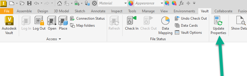 "Properties out of date" prompt does not create iProperties in Inventor with empty value in Vault