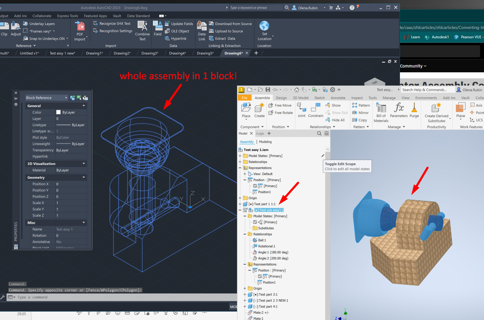 Konvertieren Von Inventor Baugruppenkomponenten In Einen Autocad Block