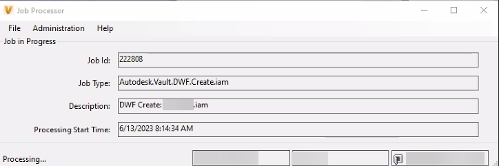 Vault Job Processor stuck in Processing state during DWF publish