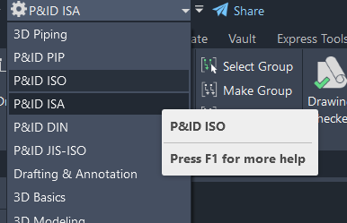 如何使 P&ID 工具选项板在 AutoCAD Plant 3D 中可见
