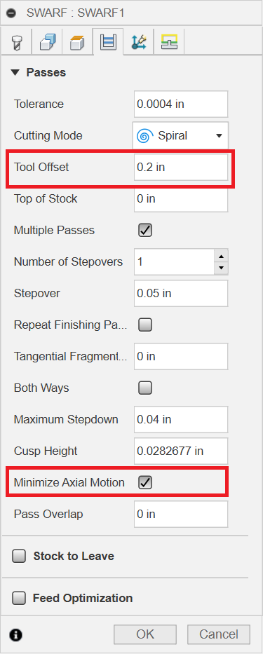 "Warning: Collapses generated below bottom" in Fusion 360 toolpath
