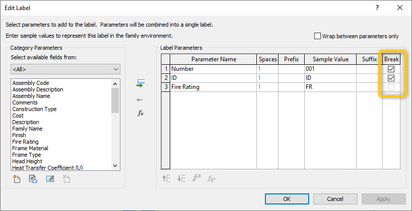 Question marks are displayed in tags for blank parameters in Revit