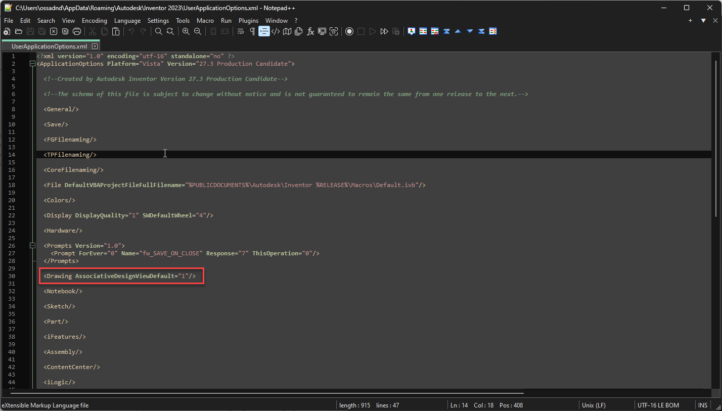 Preset associative design view when creating drawing view in Inventor