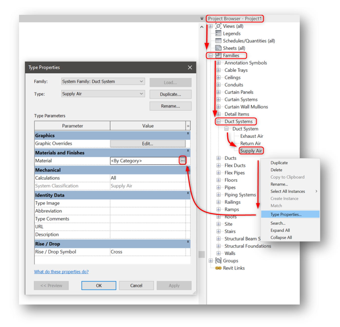 When a cross section is created through duct or pipe straight segments ...