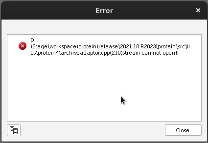 "D:\Stage\...\archiveadaptor.cpp(210)stream can not open!!" when ...