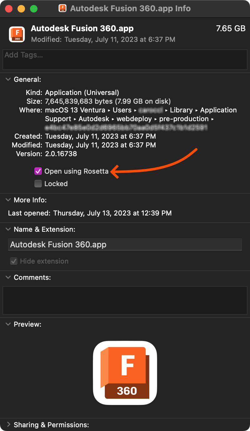 Running Intel add-ins on Apple silicon Fusion using Rosetta 2