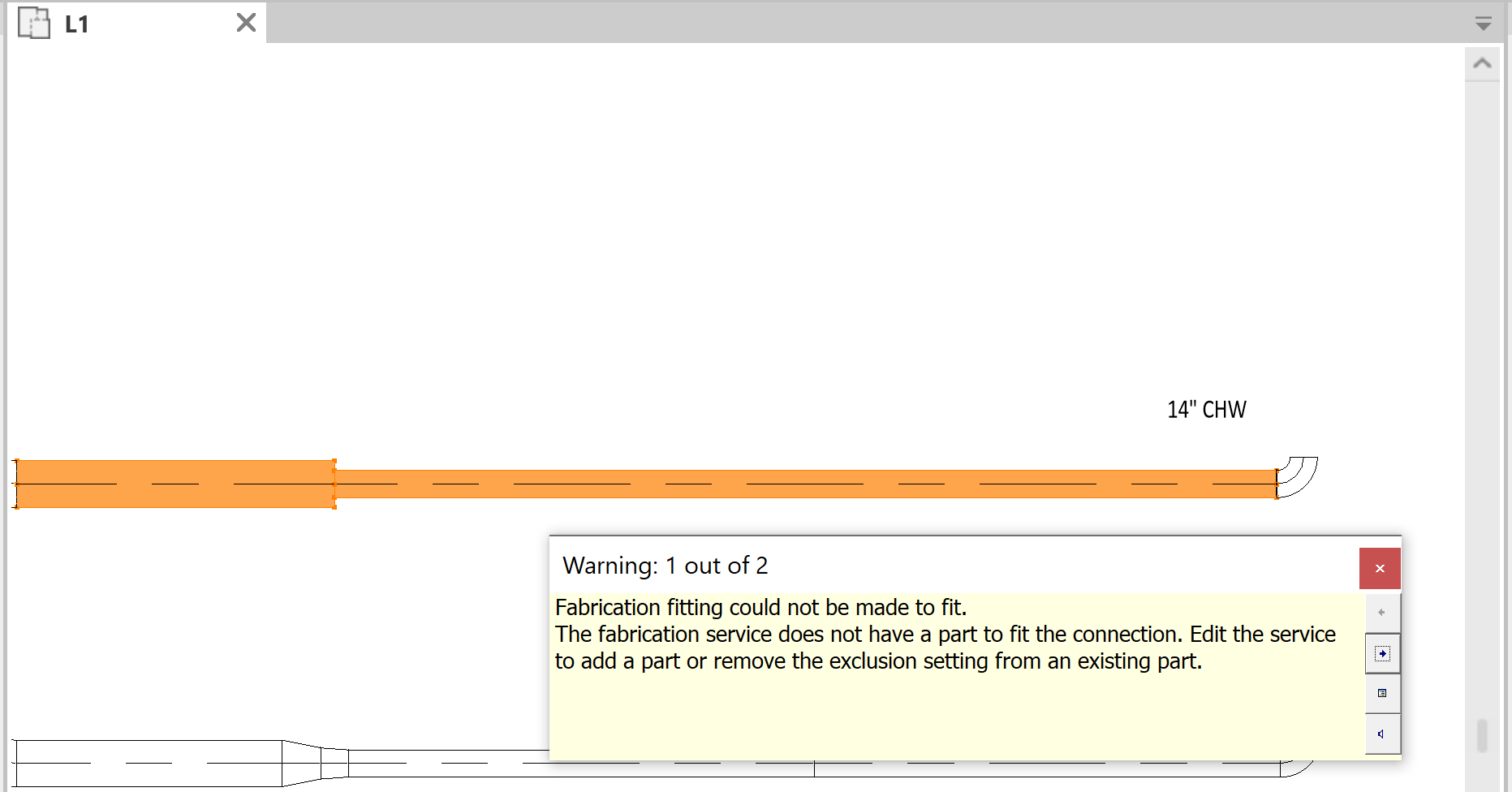 "Fabrication fitting could not be made to fit." When changing pipe size ...