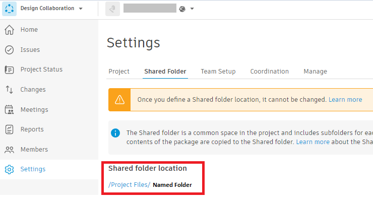 Named folder missing when creating new team in ACC Design Collaboration