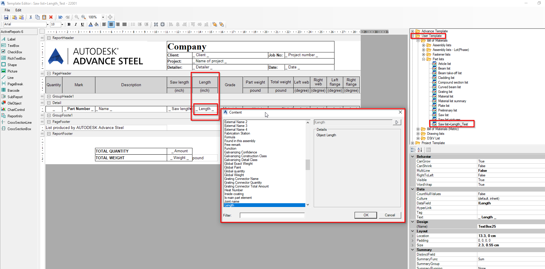 Saw Cut List shows longer size than the beam length in Advance Steel
