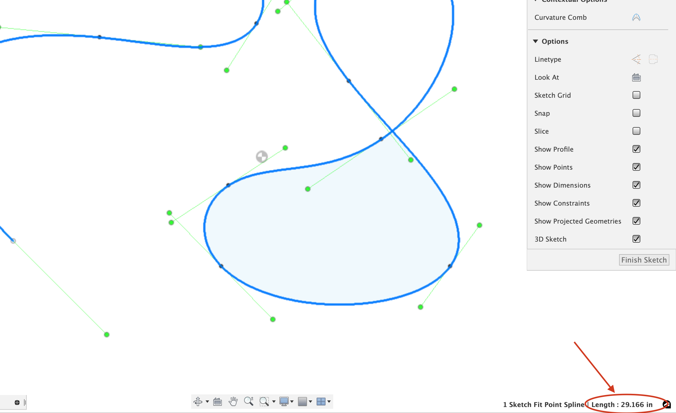 How to measure the length of a chain of polylines in Fusion