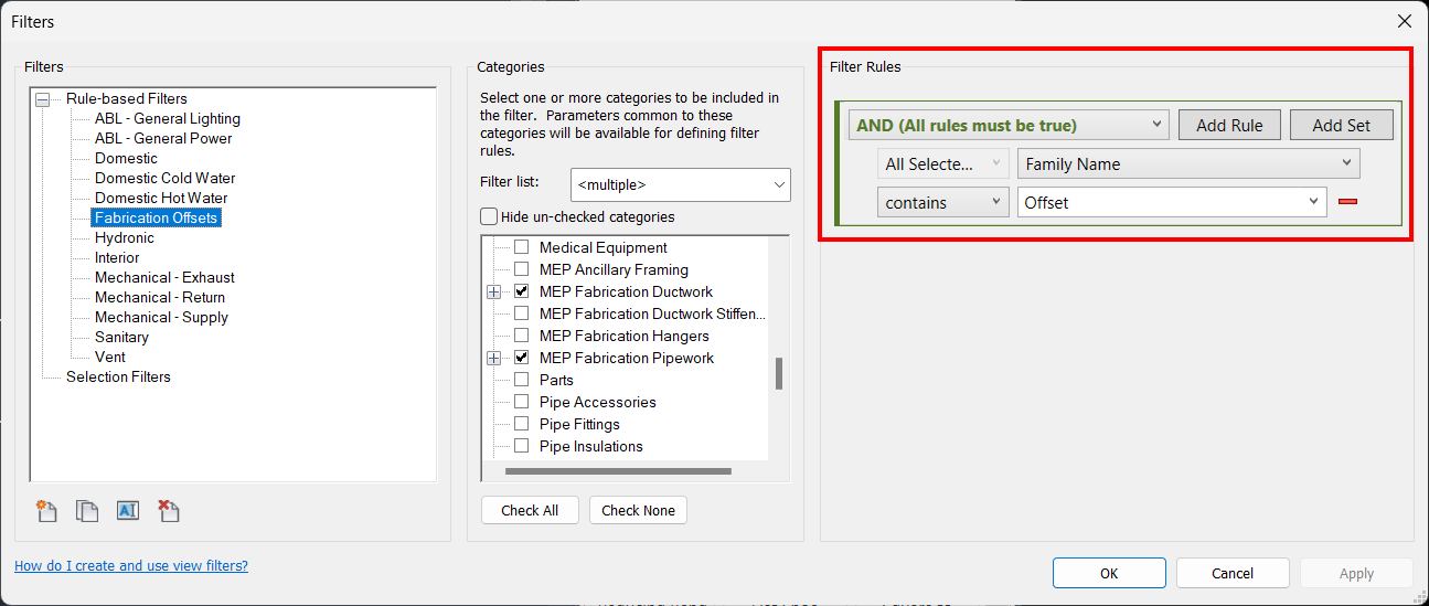 How to improve the representation of Fabrication Offset items in Revit