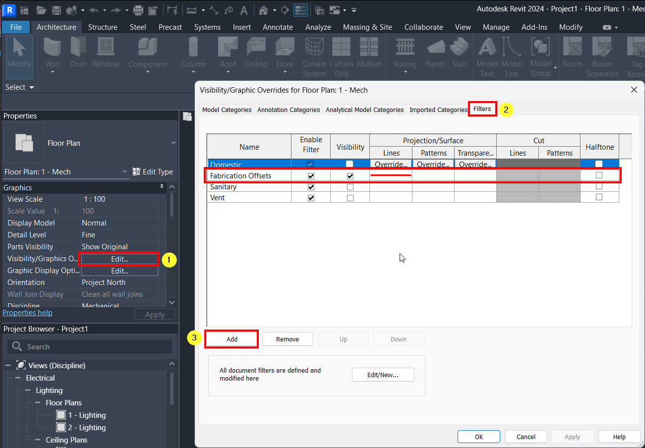 How to improve the representation of Fabrication Offset items in Revit