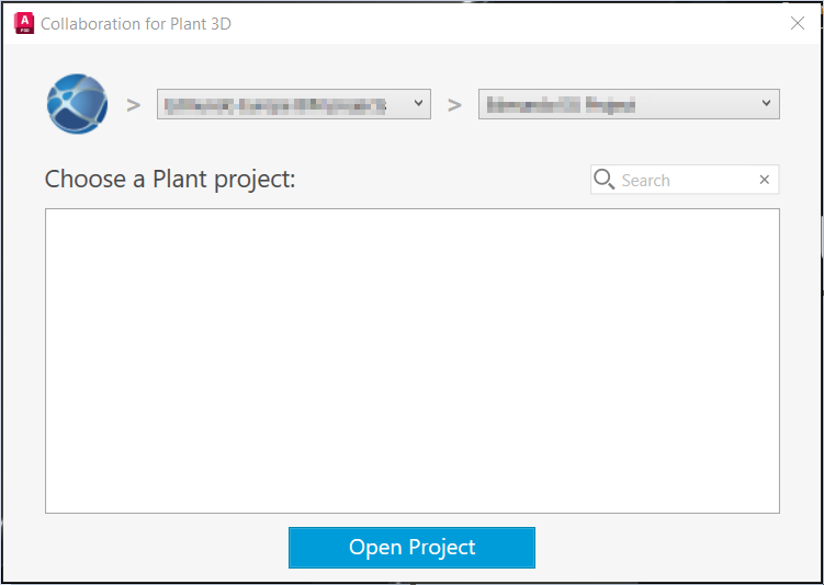 使用 AutoCAD Plant 3D 2023 和 2024 的大型协作中心的项目列表为空