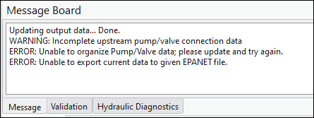 "ERROR: Unable to organize Pump/Valve data" when exporting model to ...