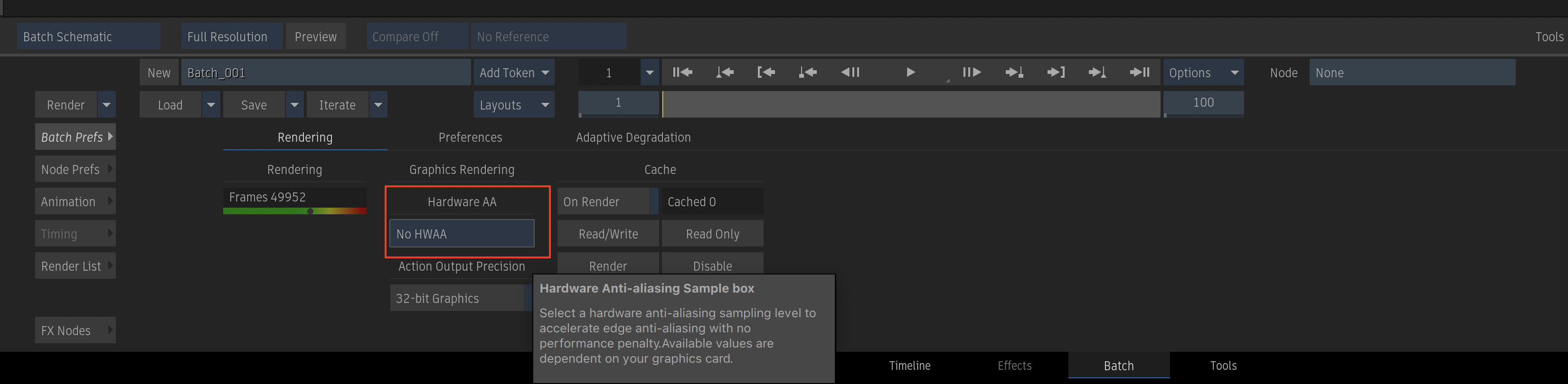 How to set the default Hardware anti-aliasing value in Flame