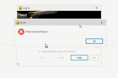 "Field must be filled in." when using Automatic sign in with Vault