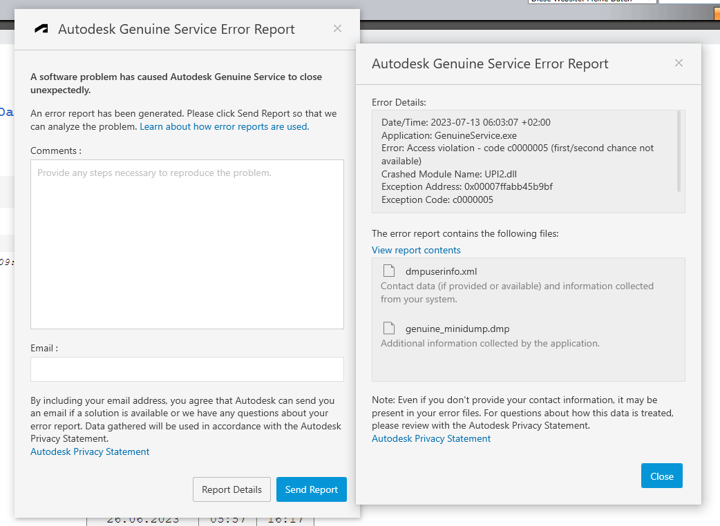 Autodesk Genuine Service Crash CER