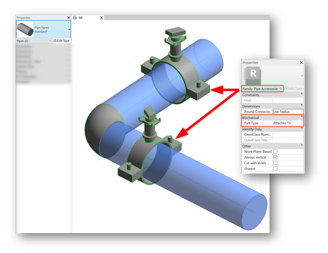 How To Create A Family Of Pipe Fittings That Does Not Split A Pipe In Revit
