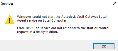 "The Vault Gateway Local Agent service failed to resume..." when setting up Vault Gateway with ...