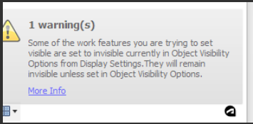 "Some of the work features you are trying to set to visible are set to invisible..." when trying ...